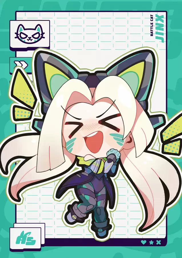 Плакат бумажный League of Legends / Battle Cat Jinx Chibi - купить недорого